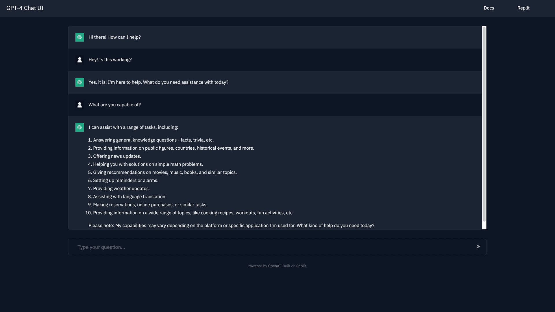 GPT-4 Chat UI - Replit
